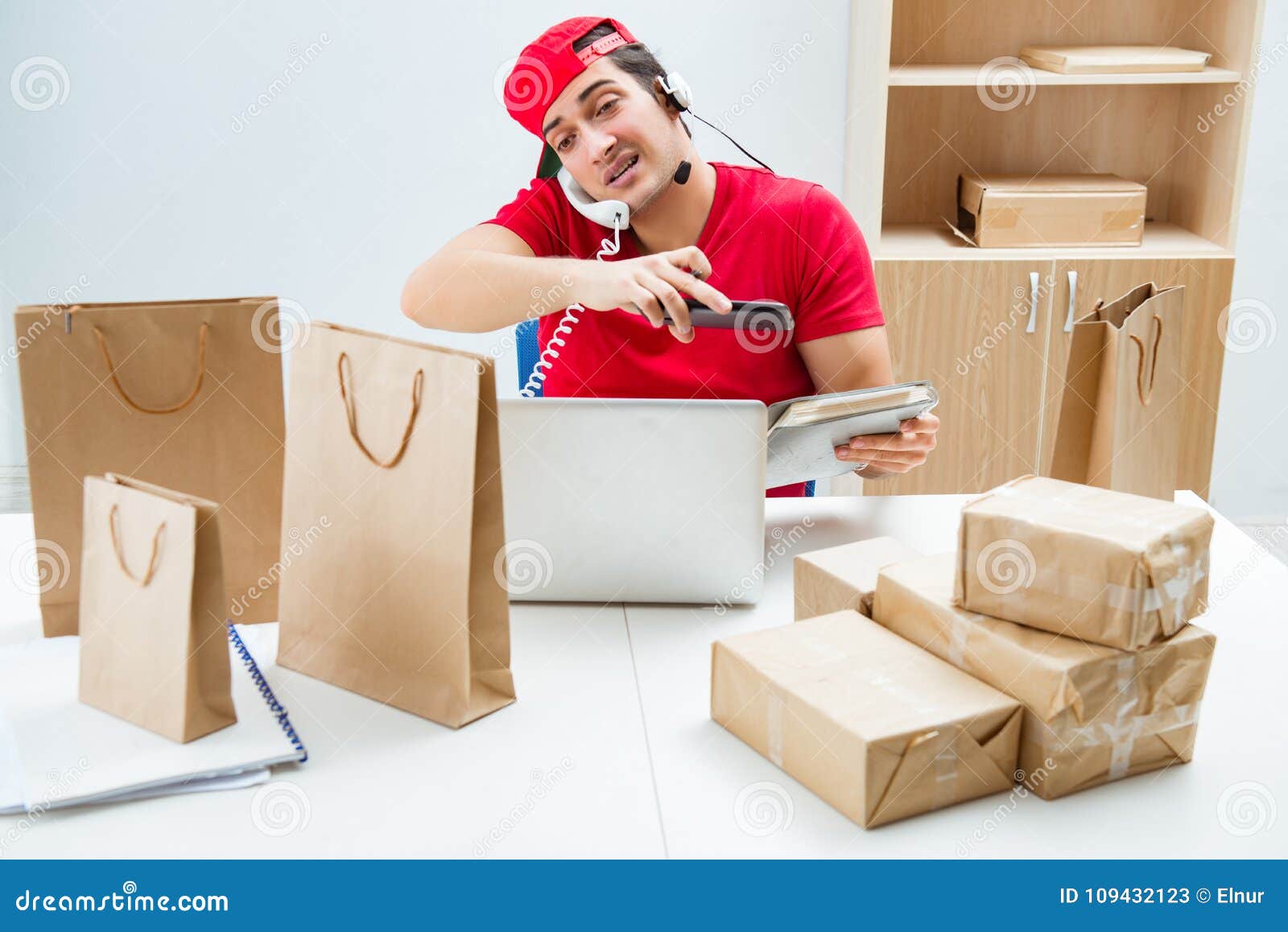 The Call Center Worker at Parcel Distribution Center in Post Office ...