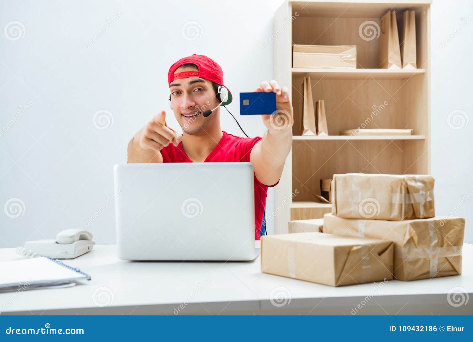 The Call Center Worker at Parcel Distribution Center in Post Office ...