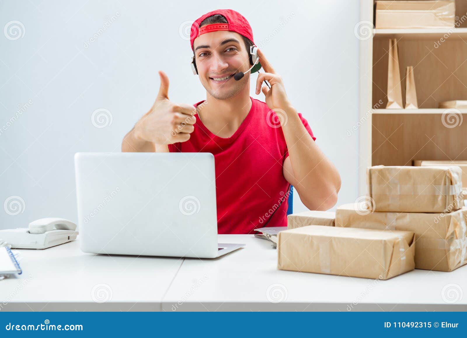 The Call Center Worker at Parcel Distribution Center in Post Office ...