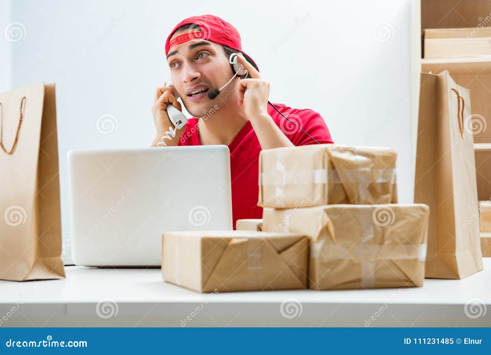 The Call Center Worker at Parcel Distribution Center in Post Office ...