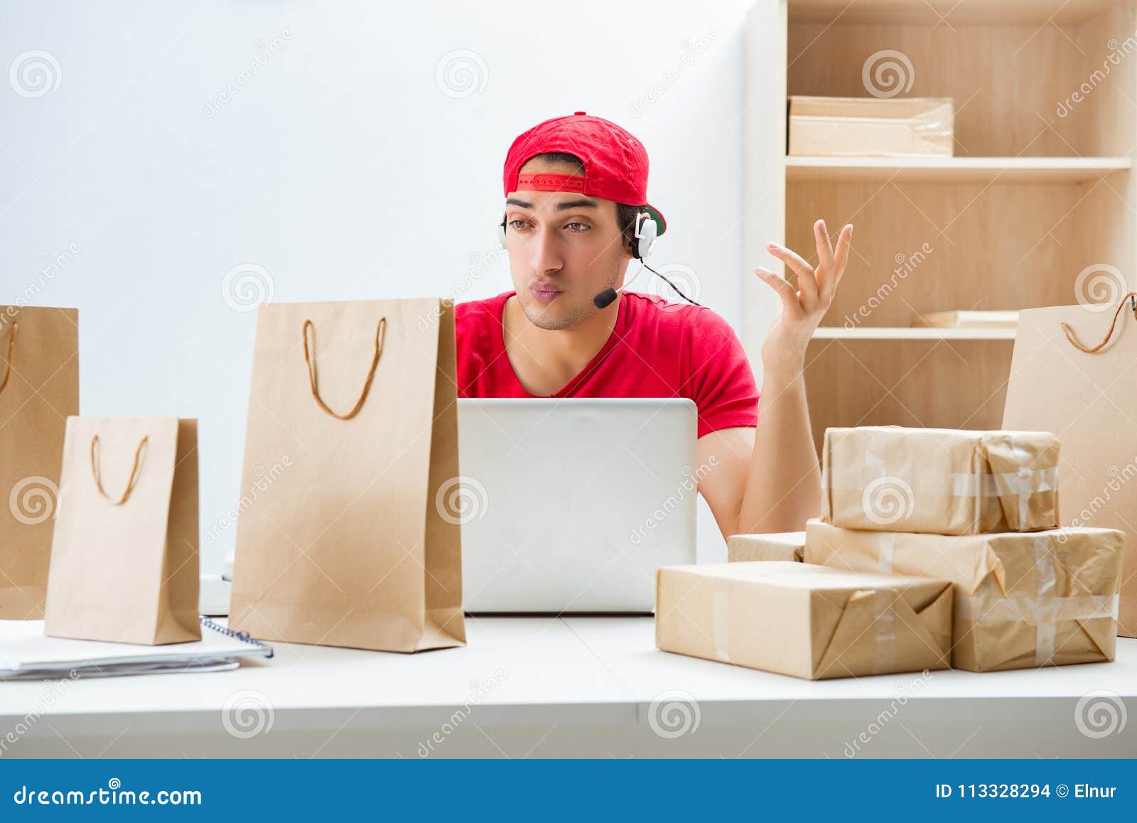 The Call Center Worker at Parcel Distribution Center in Post Office ...