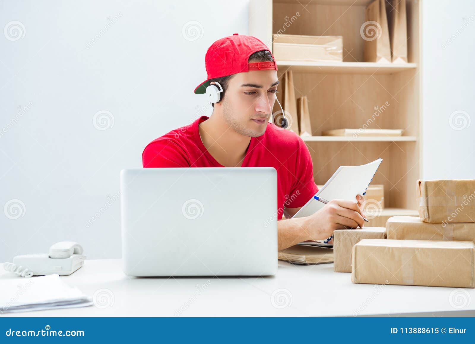 The Call Center Worker at Parcel Distribution Center in Post Office ...