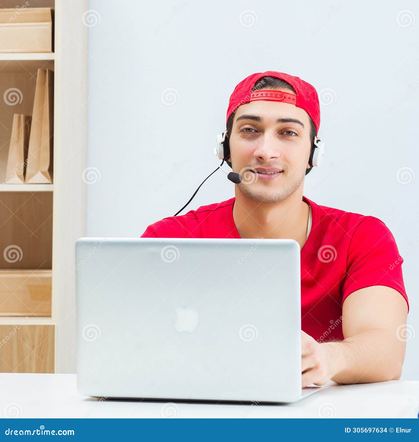 Call Center Worker at Parcel Distribution Center in Post Office Stock ...