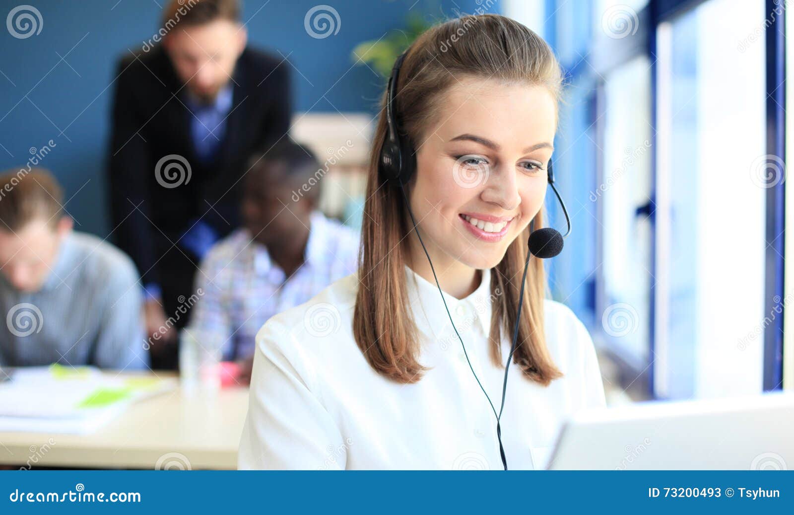 Call center worker stock image. Image of help, people - 73200493