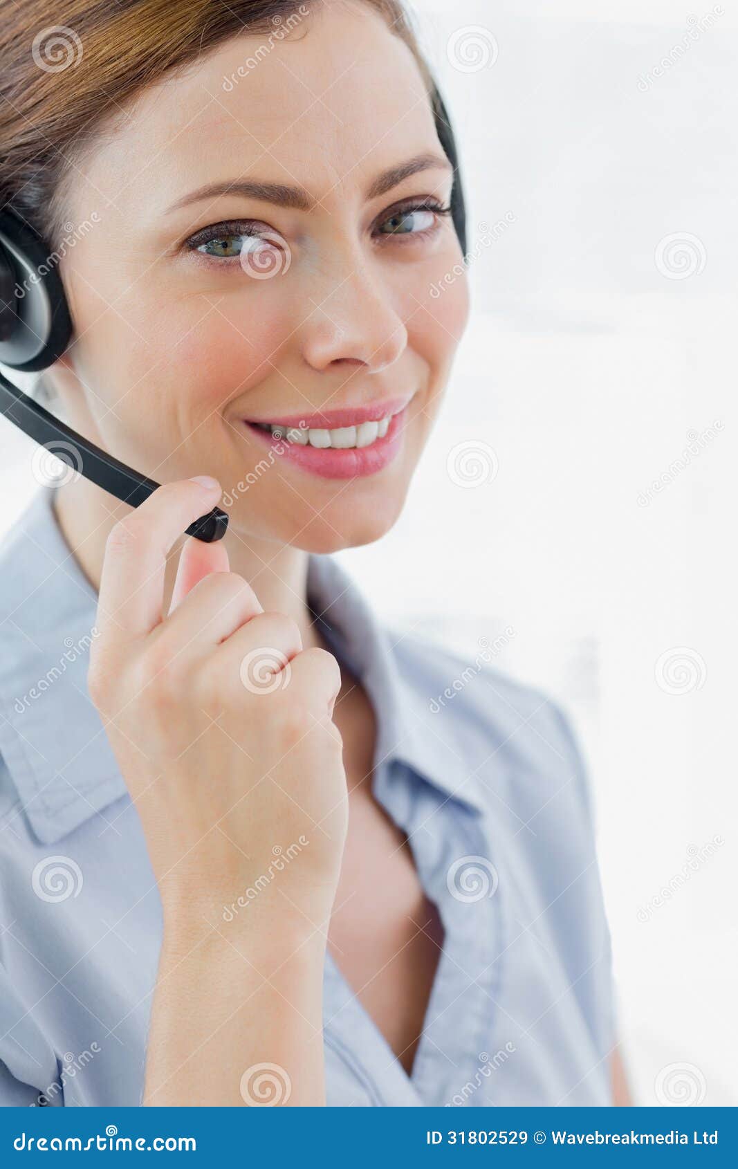 Call Centre Agent Wearing Headset Smiling at Camera Stock Image - Image ...