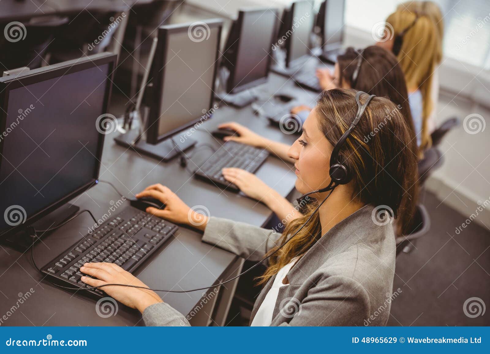 Call Centre Agents Talking on the Headset Stock Image - Image of ...