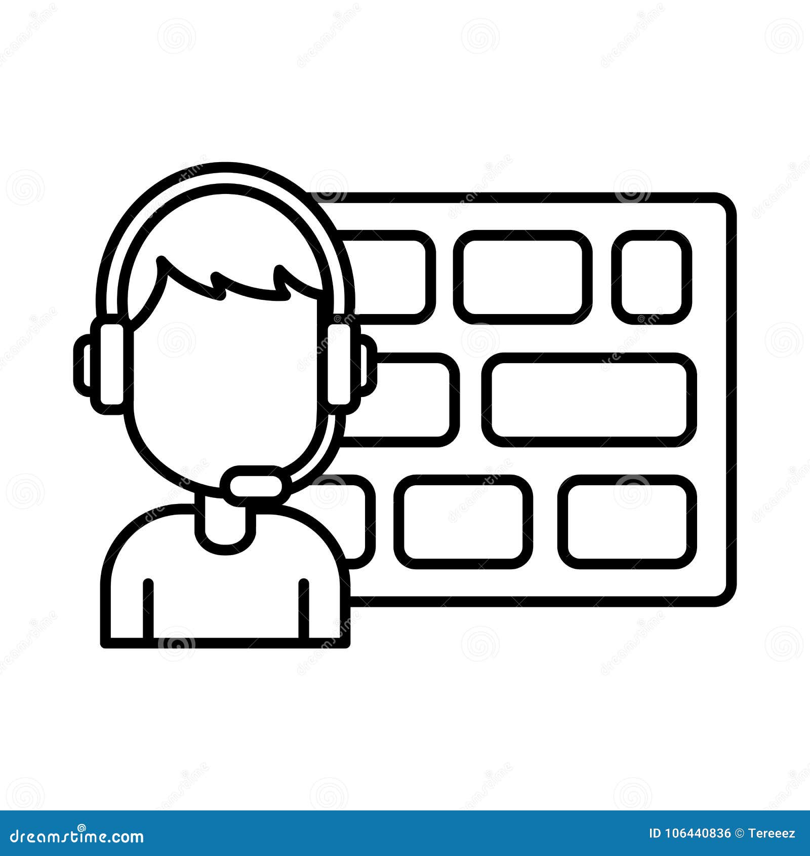 Call Centre Concept with Schedule or Plan Icon Linear Stock Vector ...