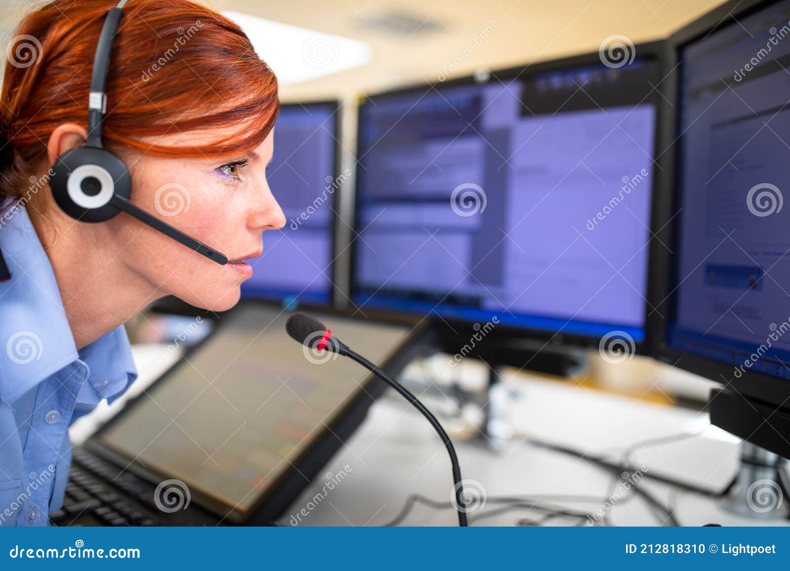 Call Centre Employee Communicating Over Phone Stock Photo - Image of ...