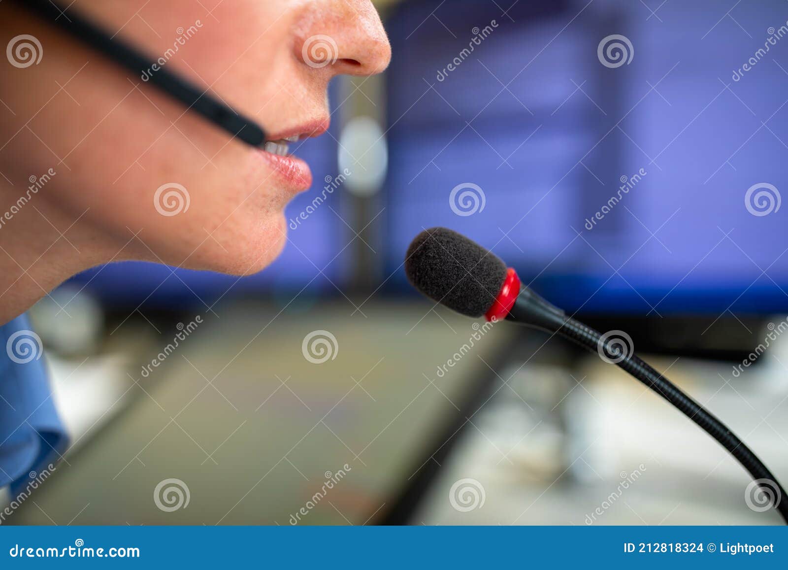 Call Centre Employee Communicating Over Phone Stock Photo - Image of ...