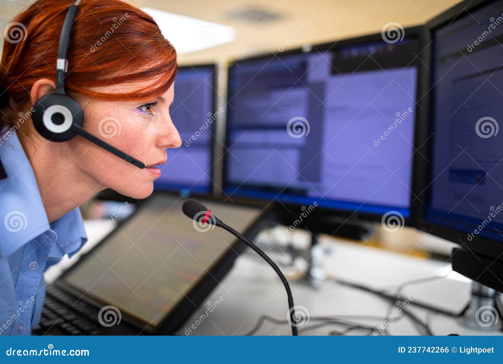 Call Centre Employee Communicating Over Phone Stock Photo - Image of ...