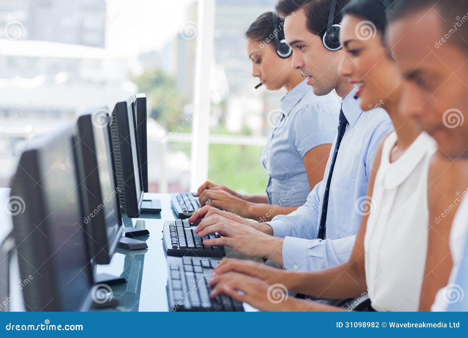 Call Centre Employees Working on Computers Stock Photo - Image of ...