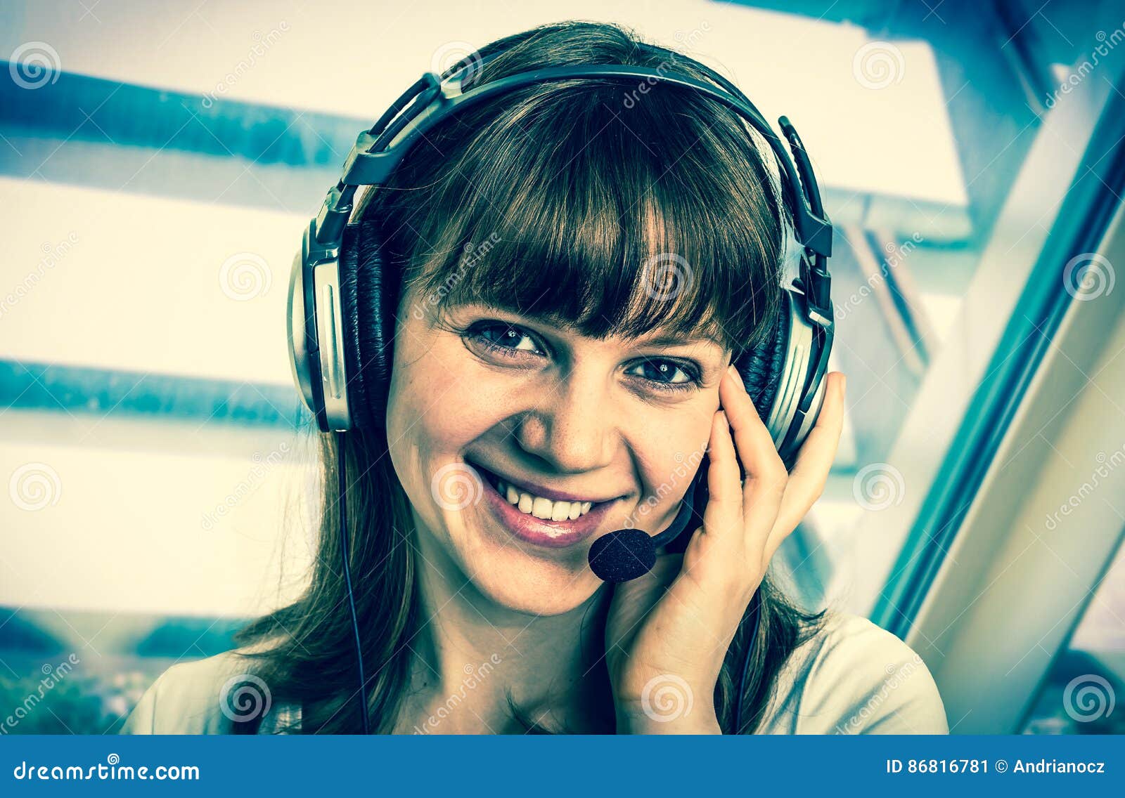 Call Centre Operator with Headset at Workplace in Call Center Stock ...