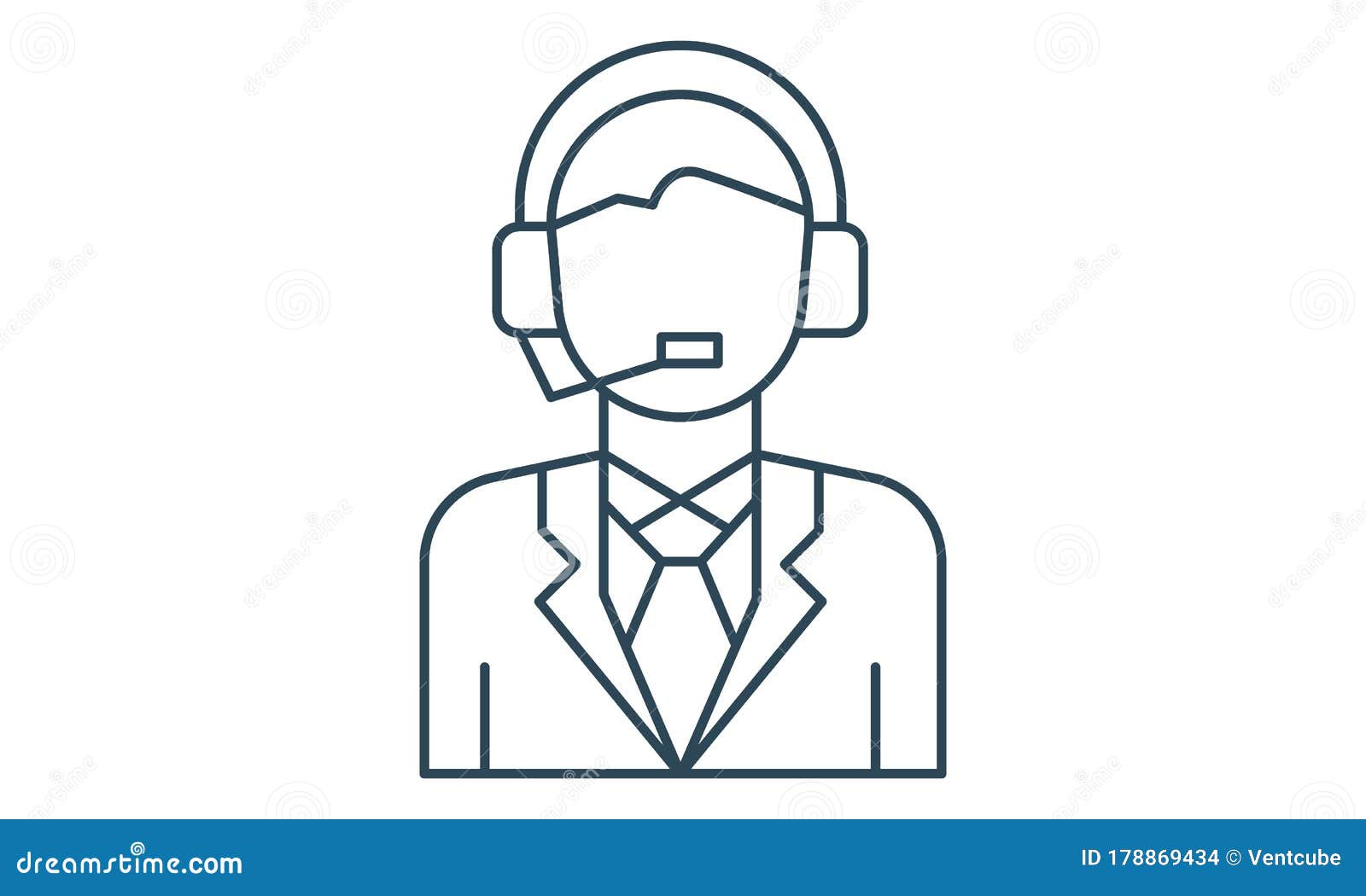 Call Centre Operator Icon with Headphone Symbol. Flat Style Vector EPS ...
