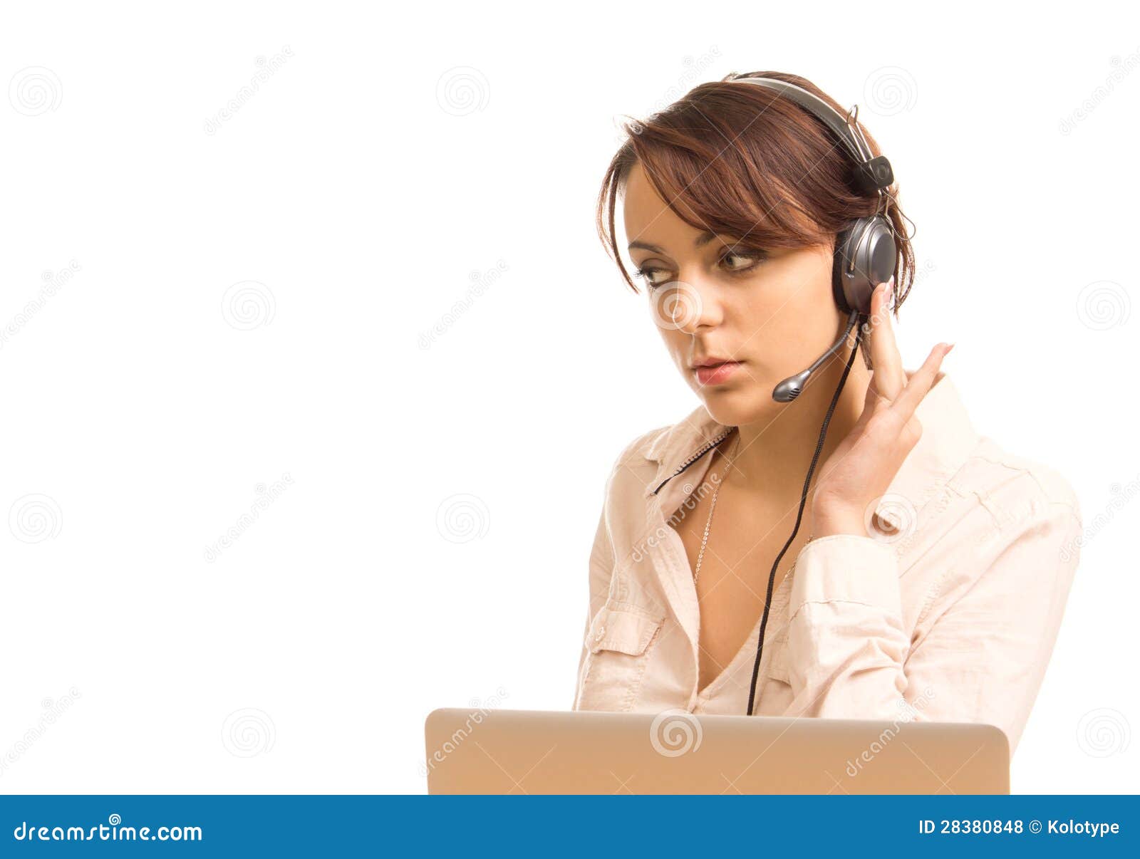 Call Centre Operator Taking a Call Stock Photo - Image of complaints ...