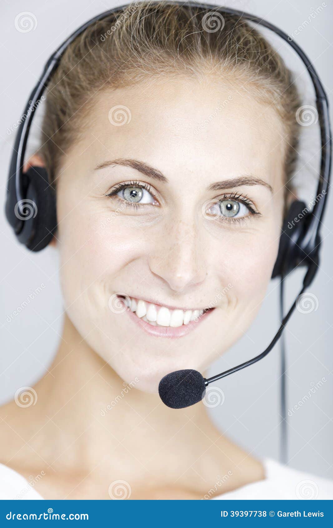 Call Centre Woman with Headset Stock Photo - Image of office, centre ...