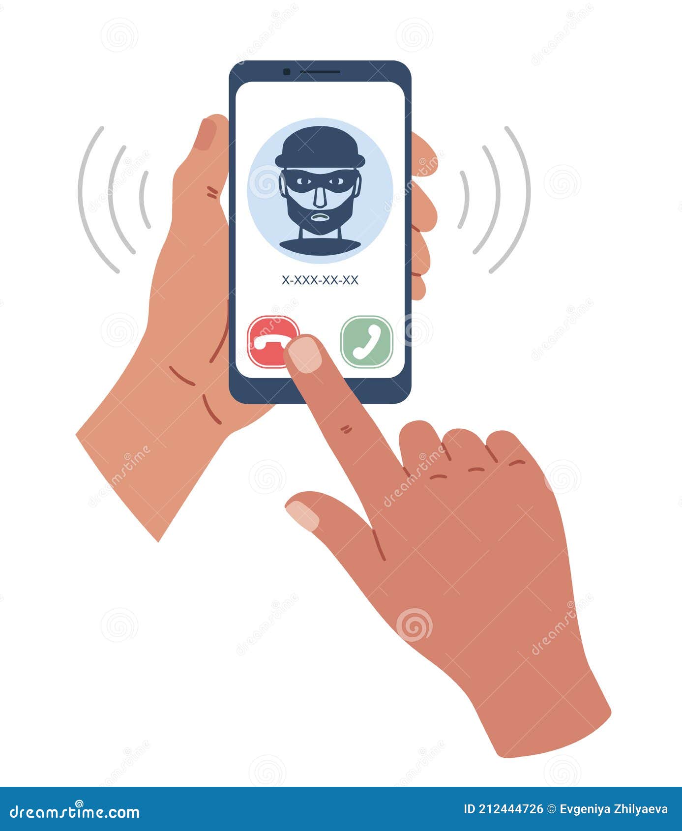 A Call Comes in from a Scammer. Stock Vector - Illustration of money ...