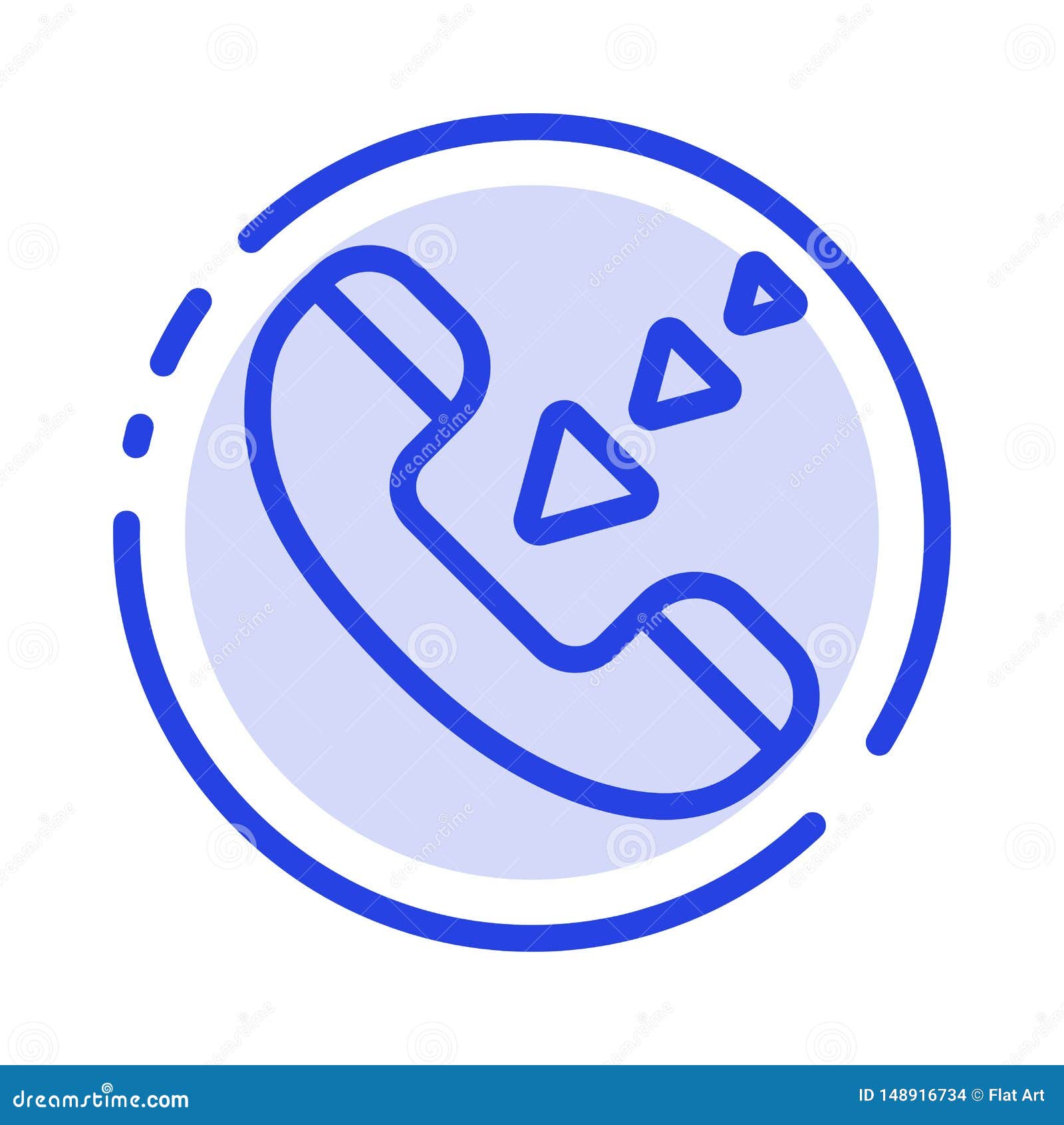 Call, Communication, Incoming, Phone Blue Dotted Line Line Icon Stock ...