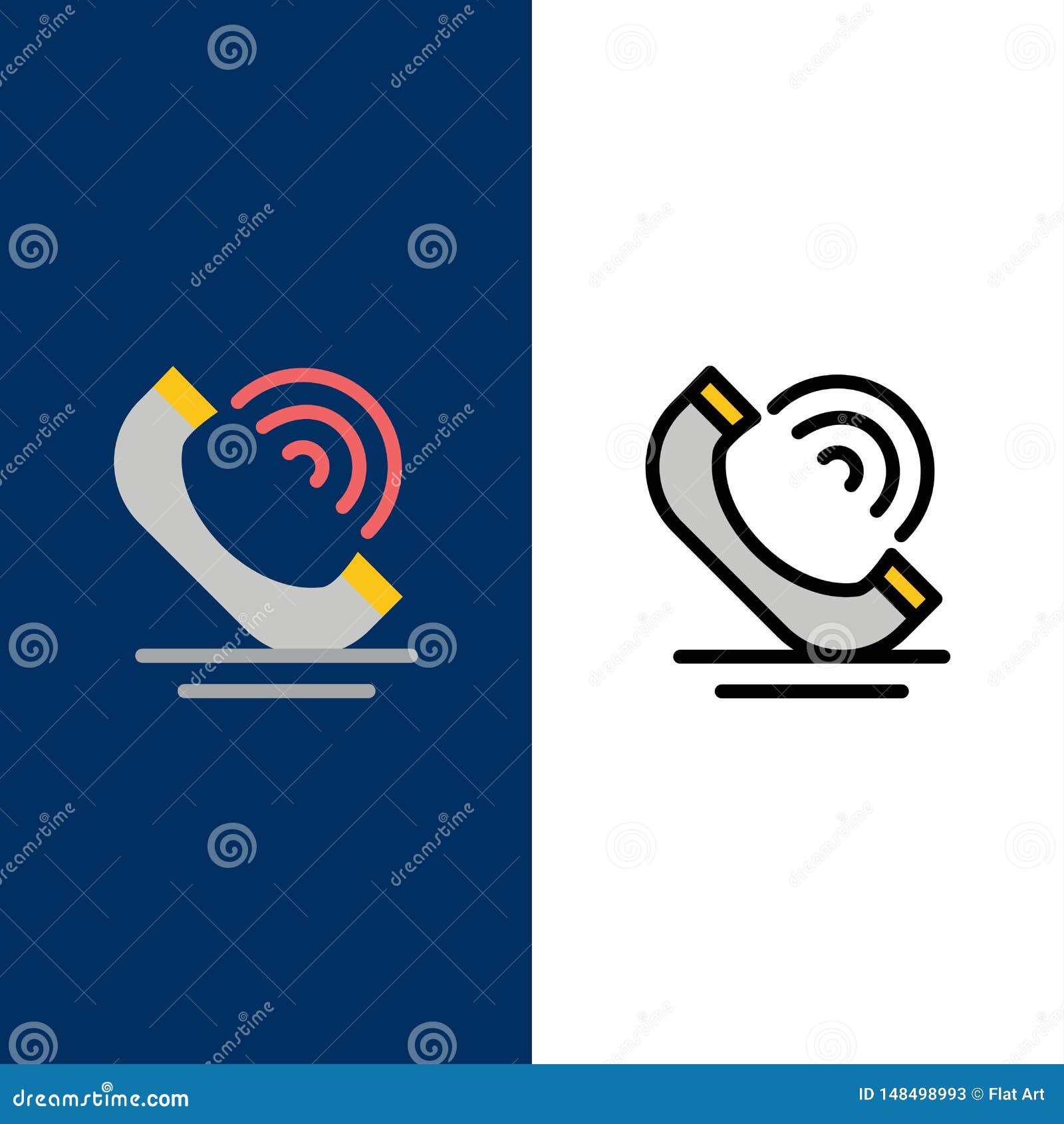 Call, Communication, Phone, Services Icons. Flat and Line Filled Icon ...