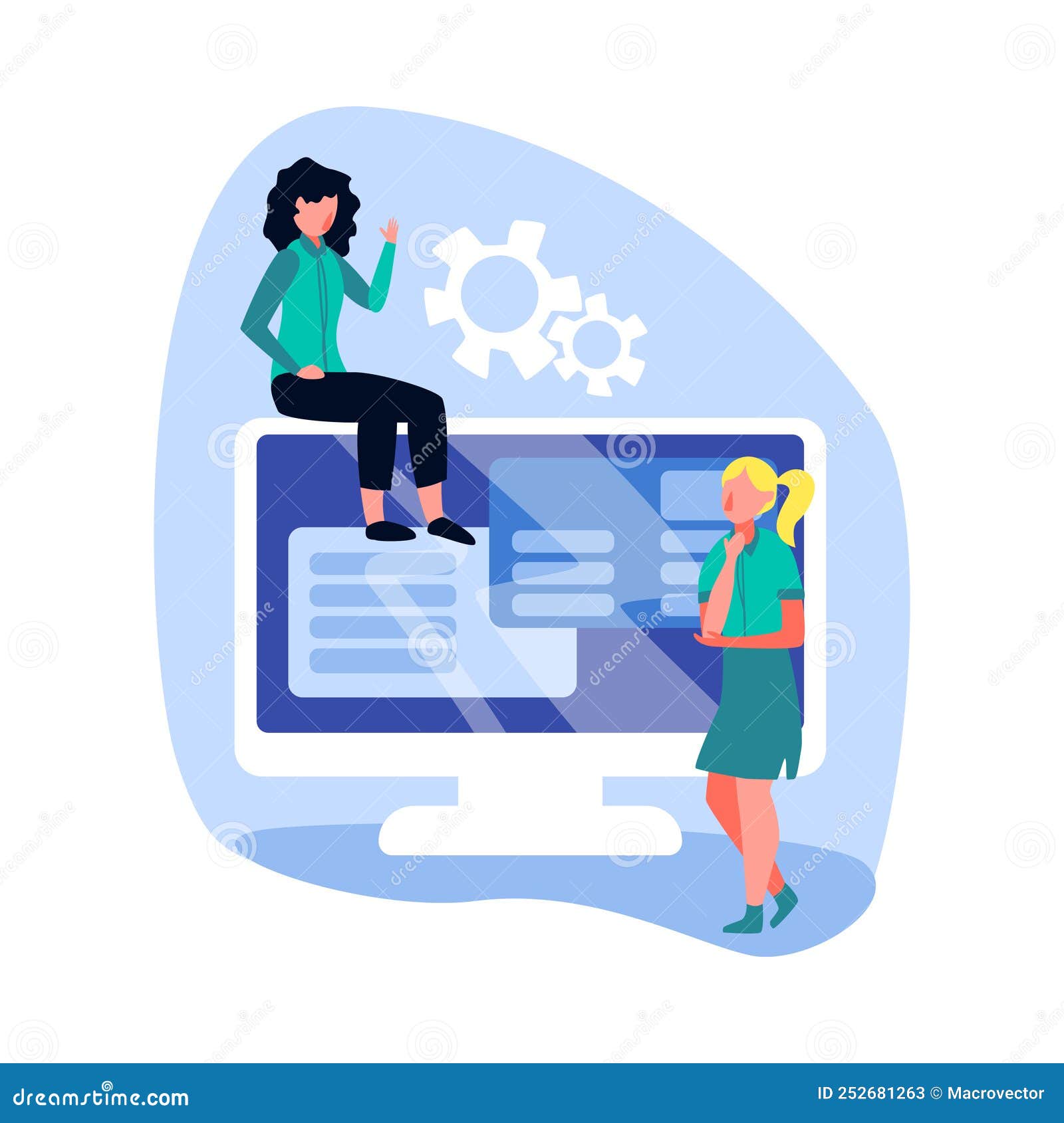 Call Computer Support Composition Stock Vector - Illustration of ...