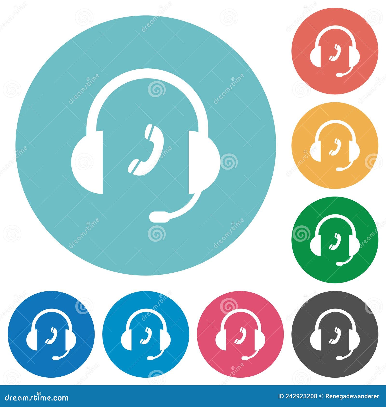 Call Customer Service Flat Round Icons Stock Vector - Illustration of ...