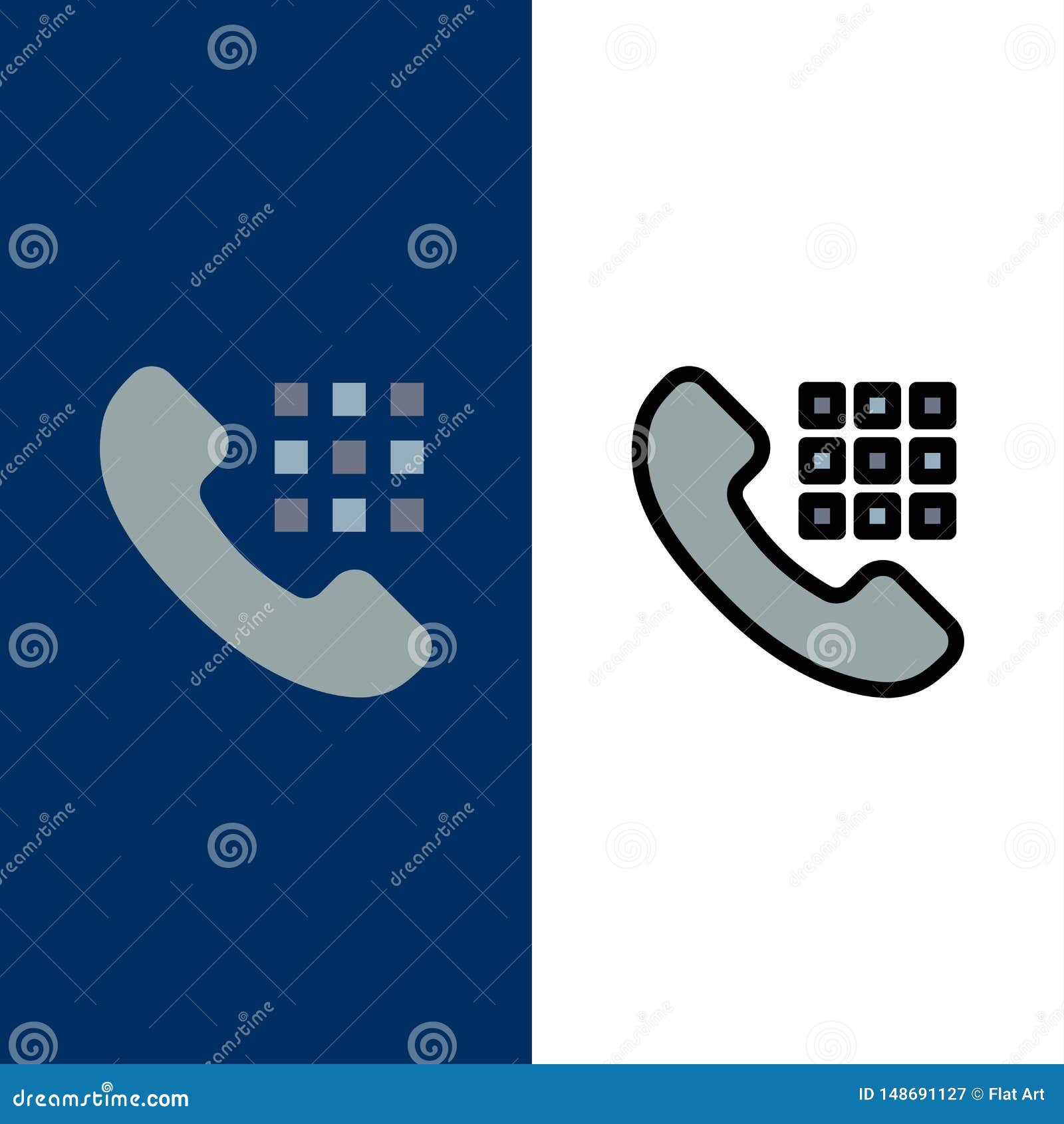 Call, Dial, Phone, Keys Icons. Flat and Line Filled Icon Set Vector ...