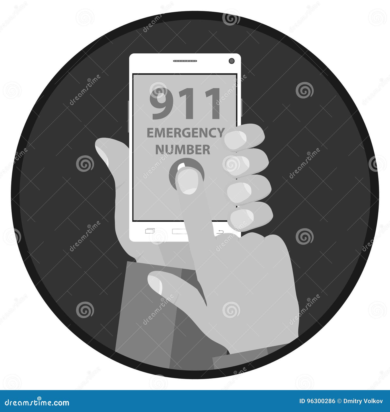Call the Emergency Service, Hands Hold the Phone Stock Illustration ...