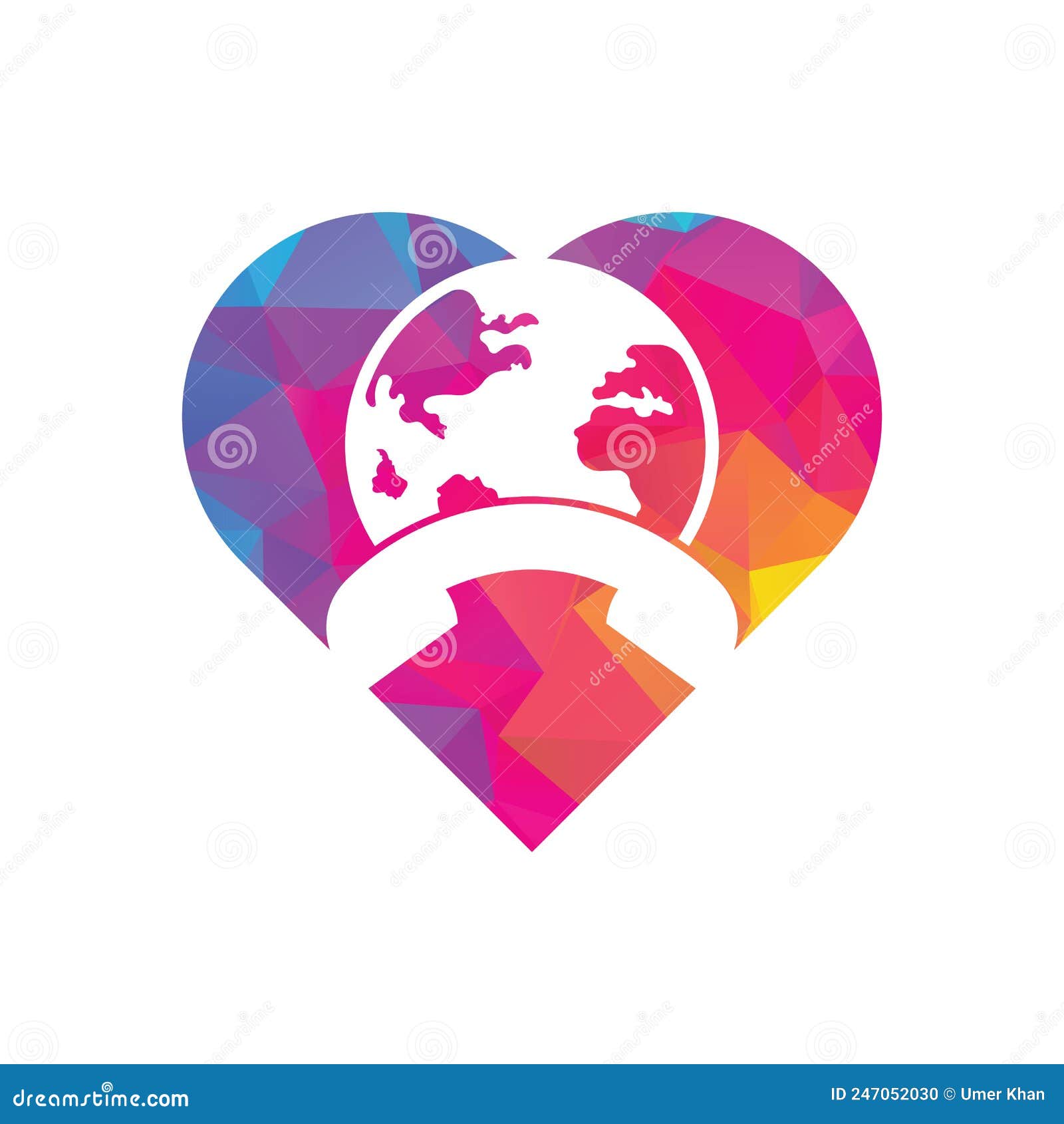 Call and Globe Heart Shape Concept Icon. Stock Vector - Illustration of ...