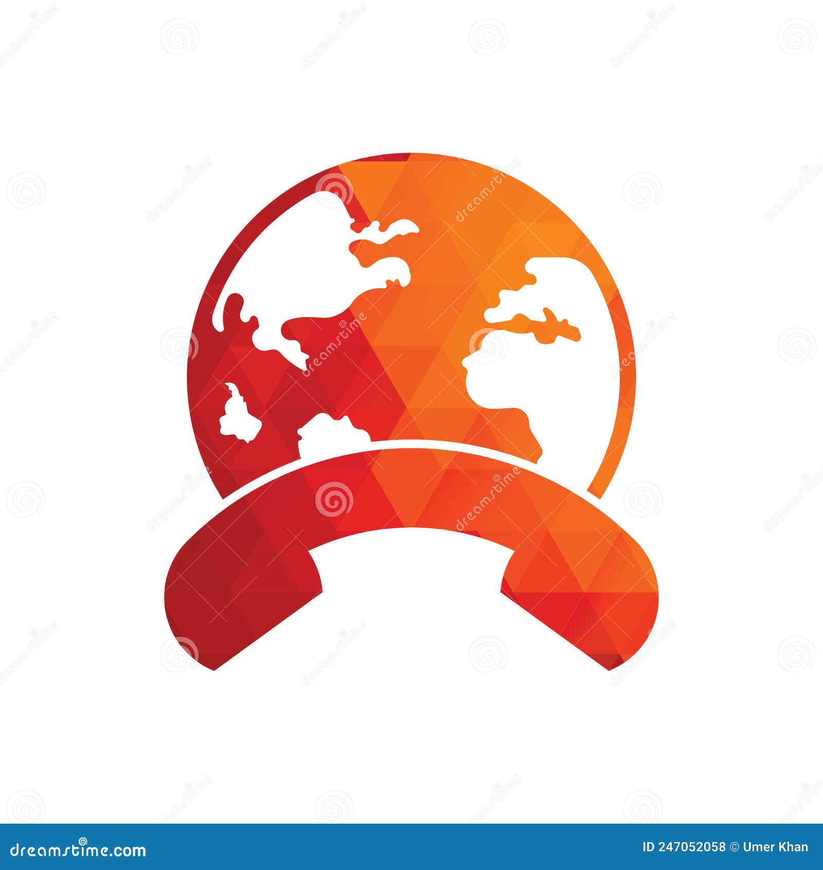 Call and Globe Icon. Globe with Handset Vector Logo Stock Vector ...