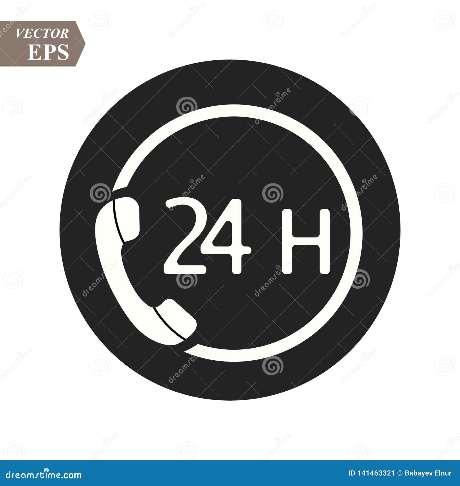 Call 24H Icon. Vector Illustration, Flat Design Stock Illustration ...