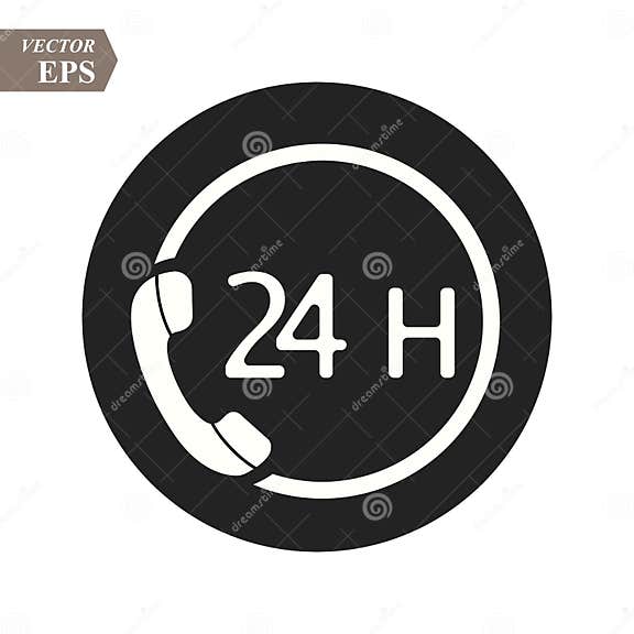 Call 24H Icon. Vector Illustration, Flat Design Stock Illustration ...