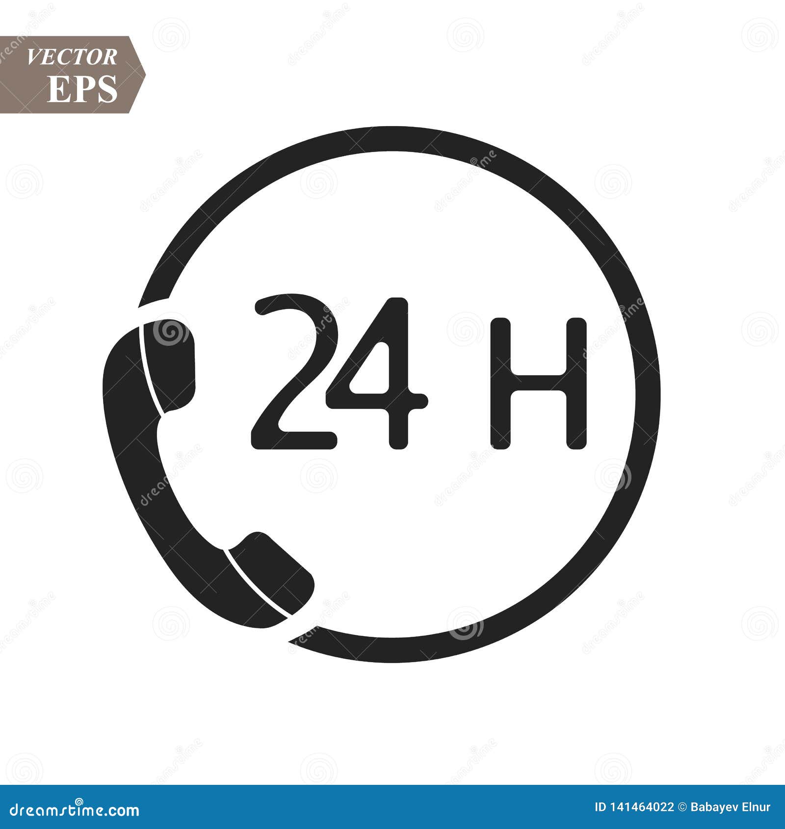 Call 24H Icon. Vector Illustration, Flat Design Stock Illustration ...