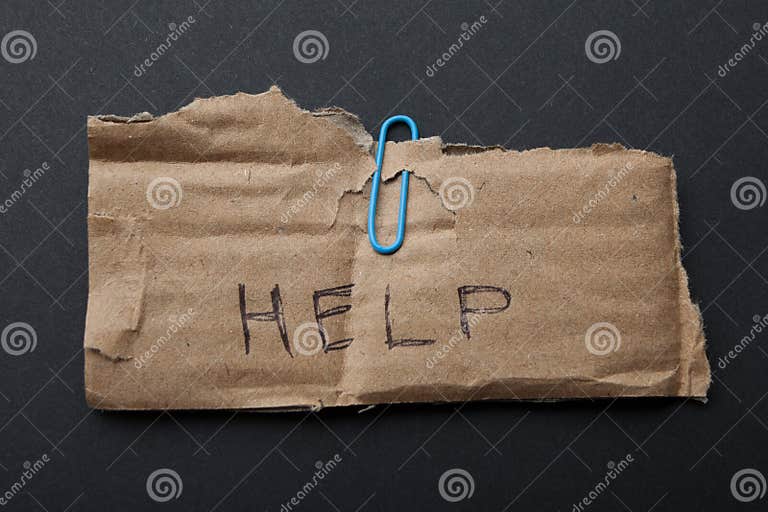 Call of Help on Old Cardboard Stock Image - Image of alone, money ...