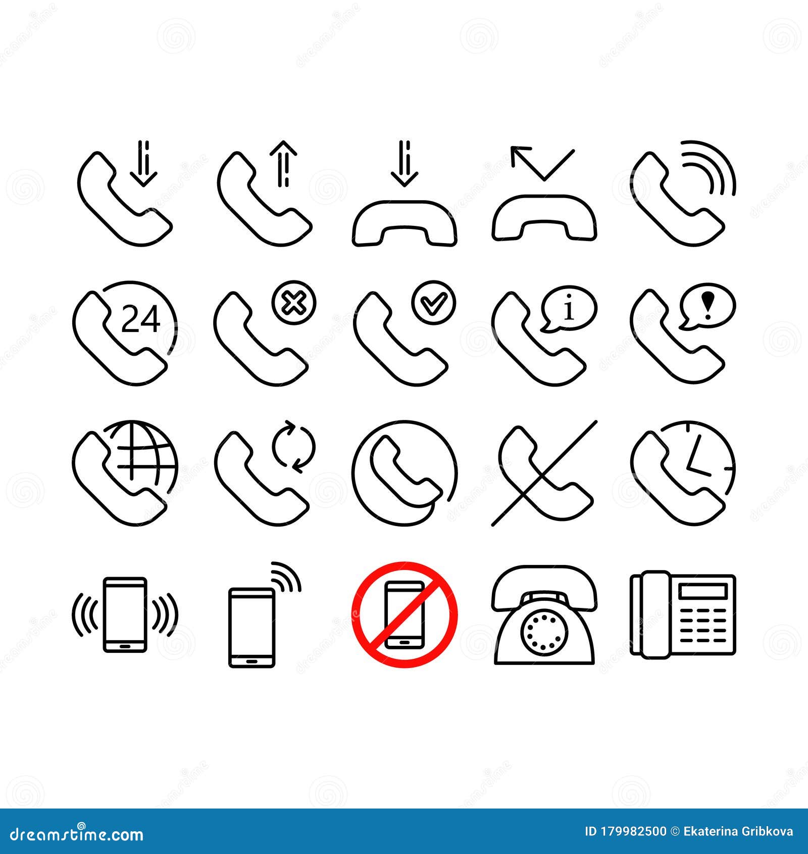 Call icon set stock vector. Illustration of connect - 179982500