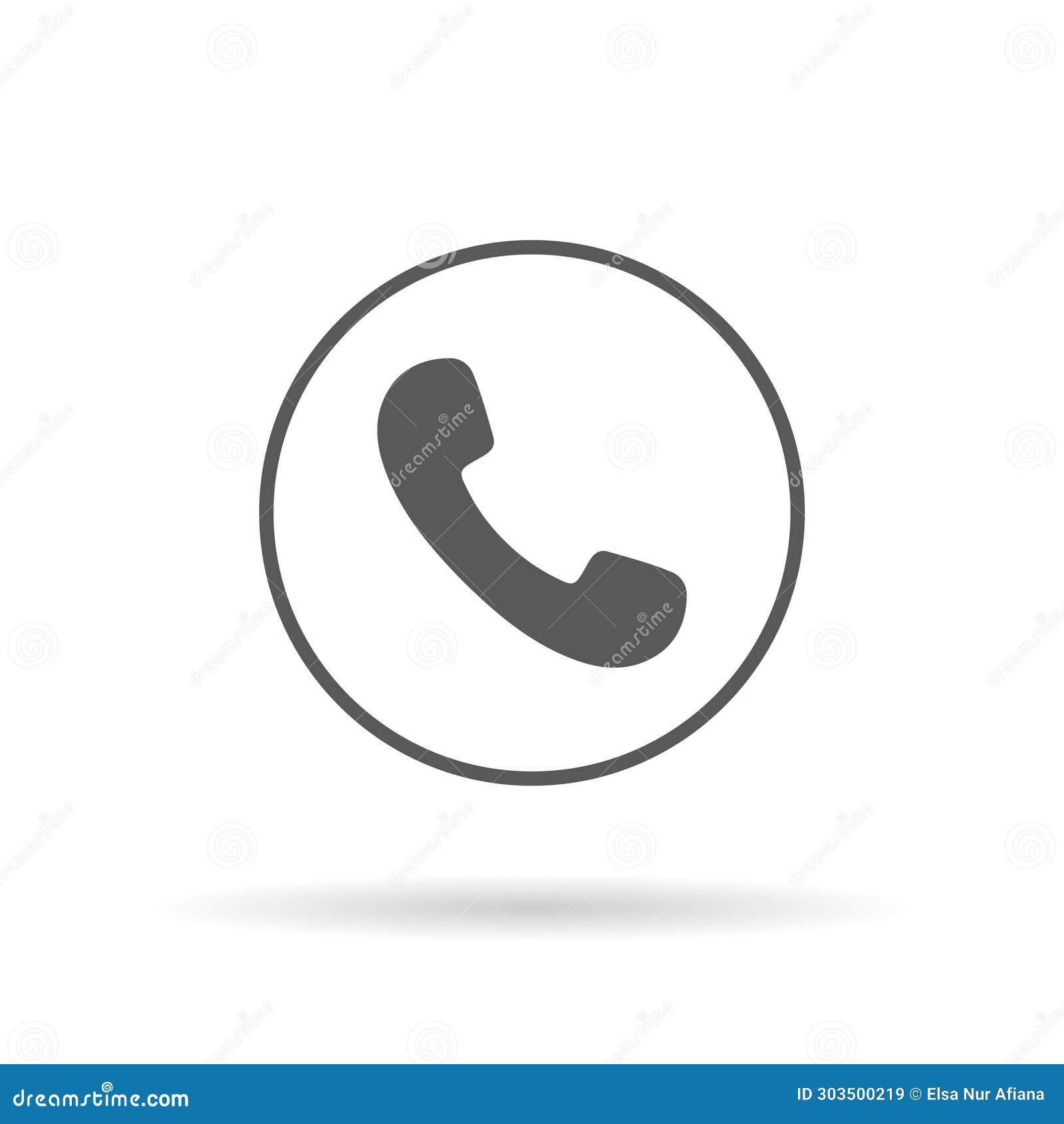 Call Icon Vector on Circle Line. Phone Button Symbol Isolated on White ...