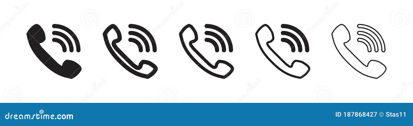 Call Icons in Five Different Versions in a Flat Design Stock Vector ...