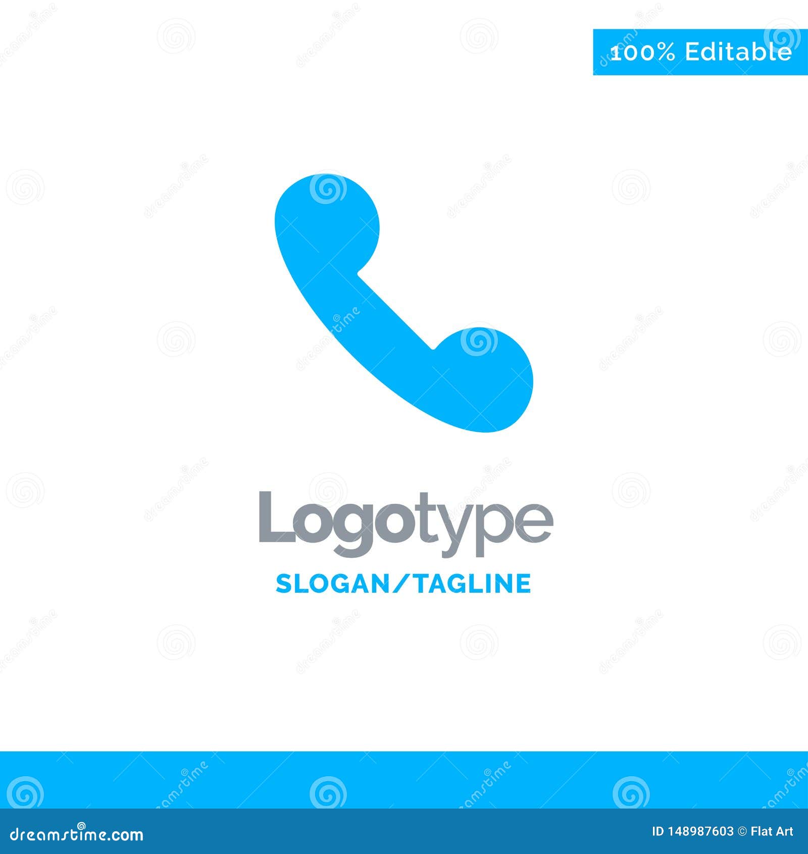 Call, Incoming, Telephone Blue Solid Logo Template. Place for Tagline ...