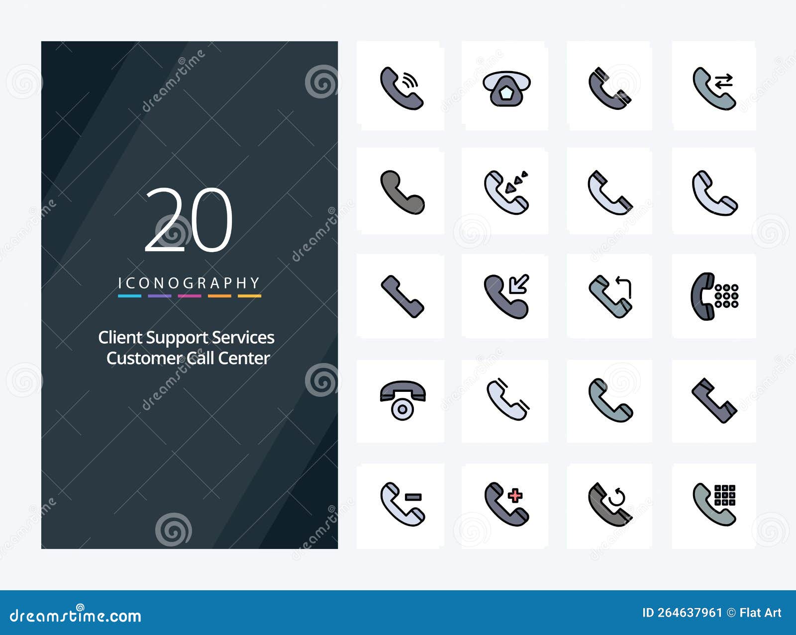 20 Call Line Filled Icon for Presentation Stock Vector - Illustration ...