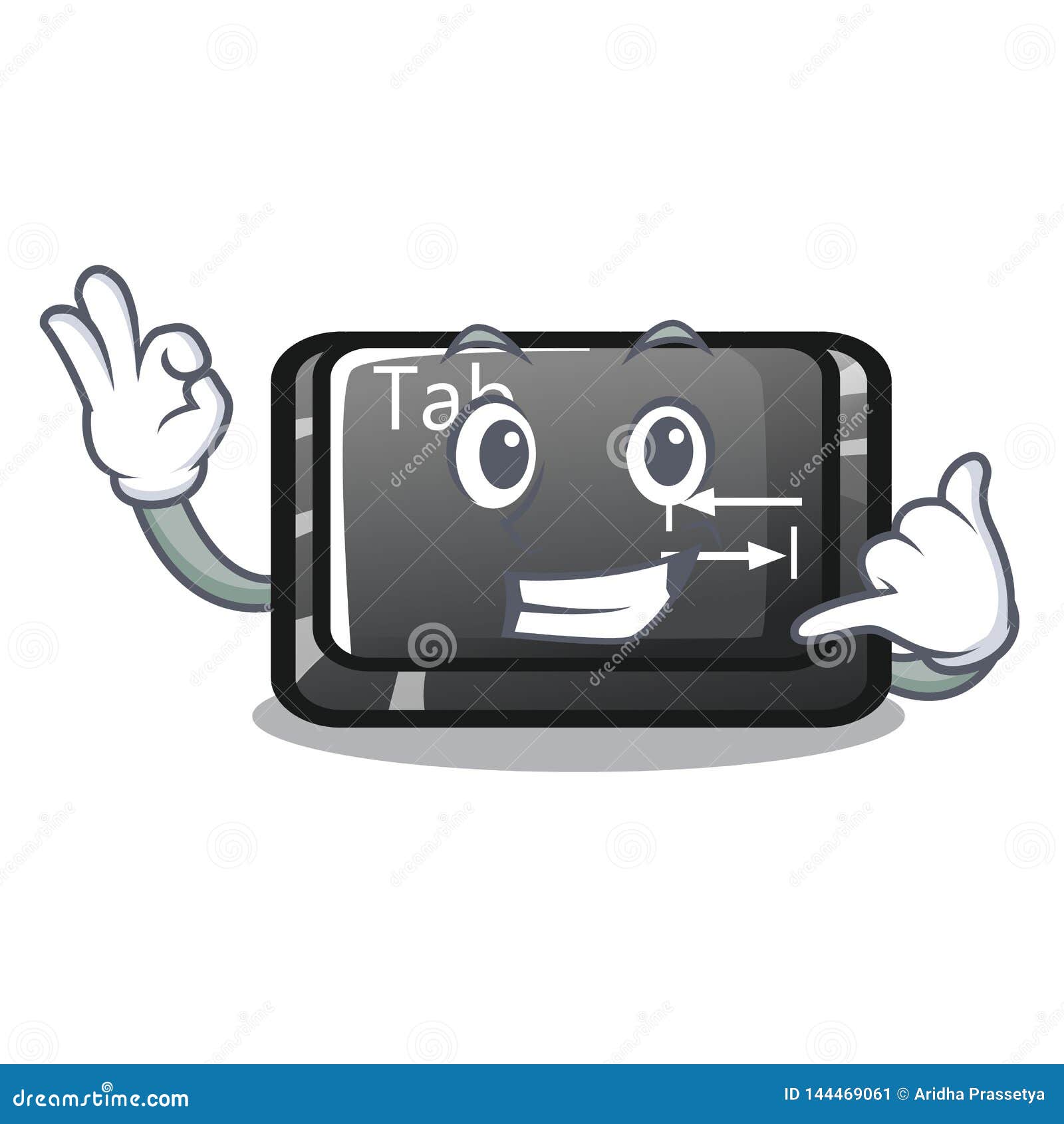 Call Me Button Tab Isolated with the Mascot Stock Vector - Illustration ...