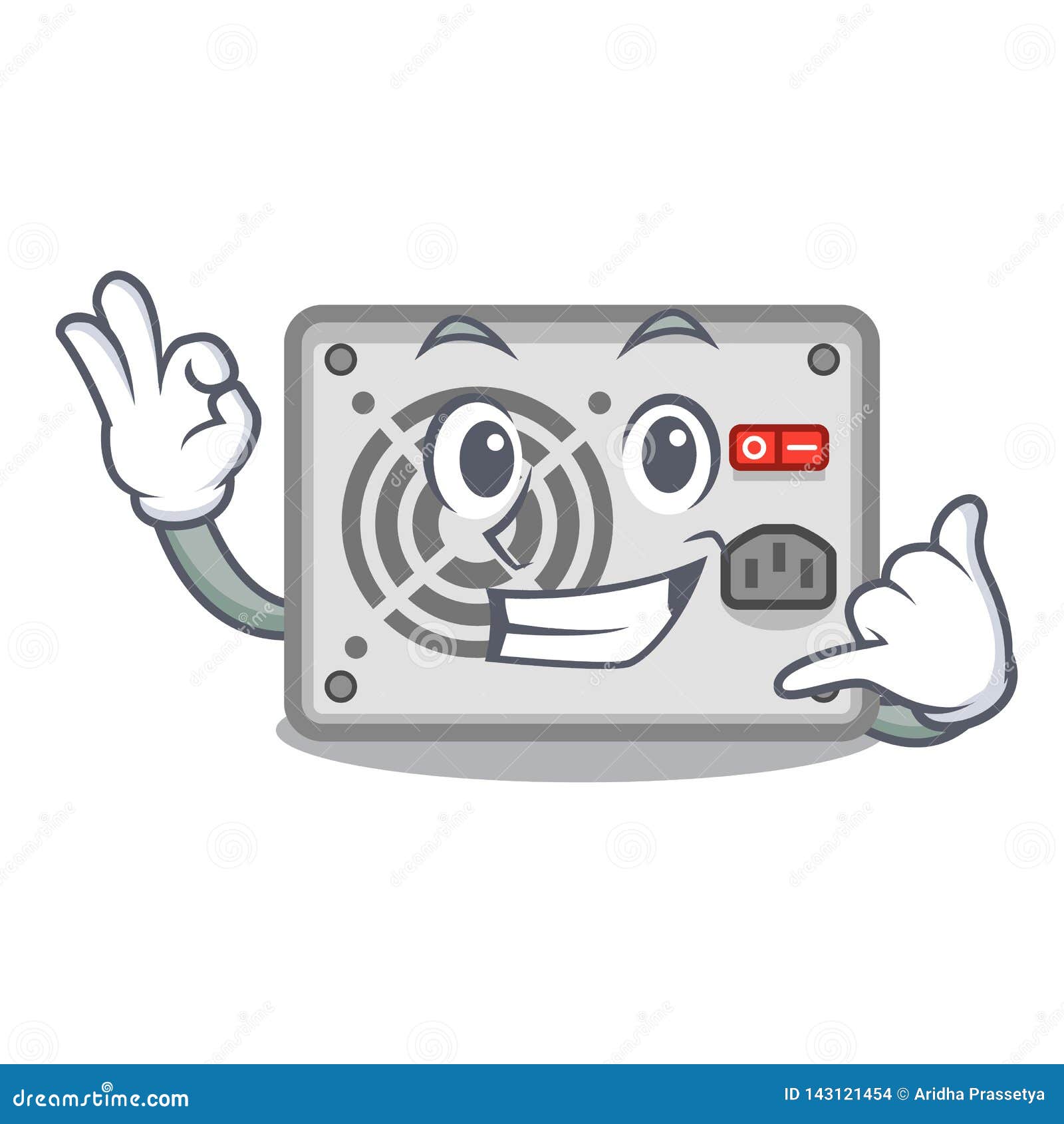 Call Me Cartoon Power Supply on the Computer Stock Vector ...