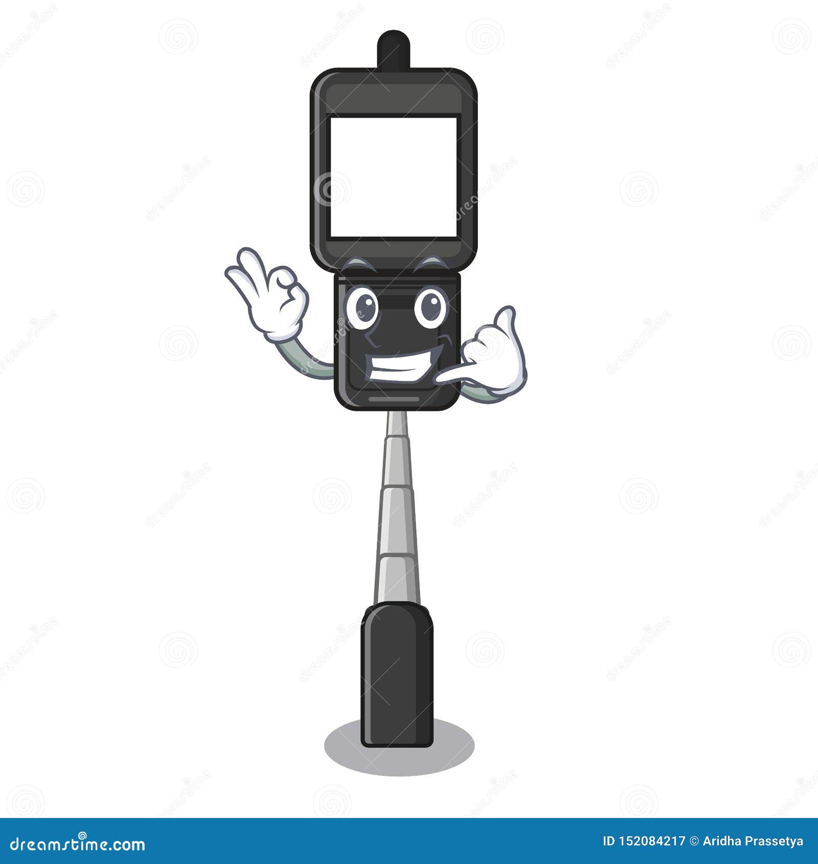 Call Me Cell Phone Holder Above Cartoon Table Stock Vector ...