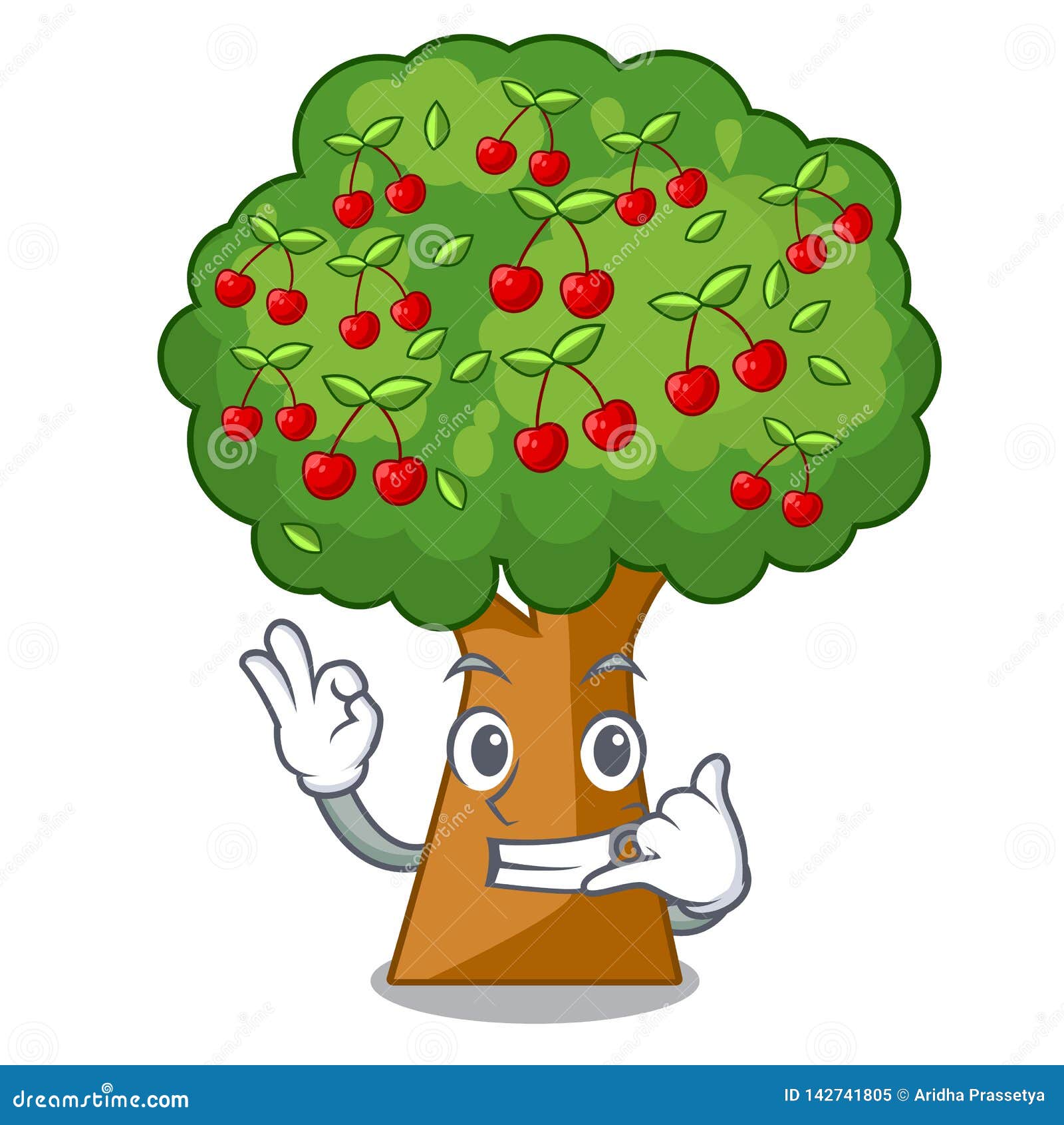 Call Me Cherry Tree Next To Cartoon House Stock Vector - Illustration ...