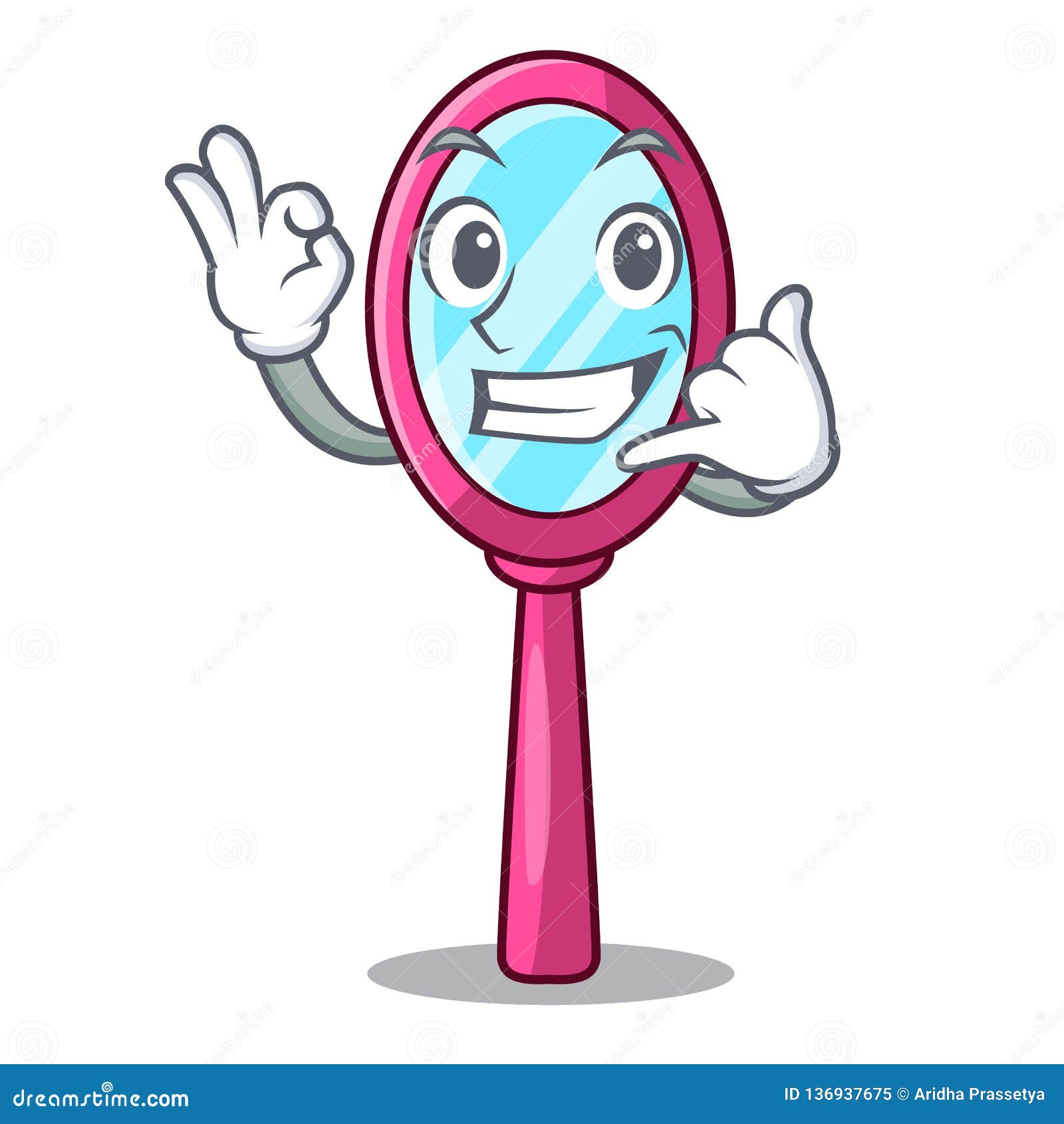 Call Me Handheld Mirror at the Cartoon Table Stock Vector ...