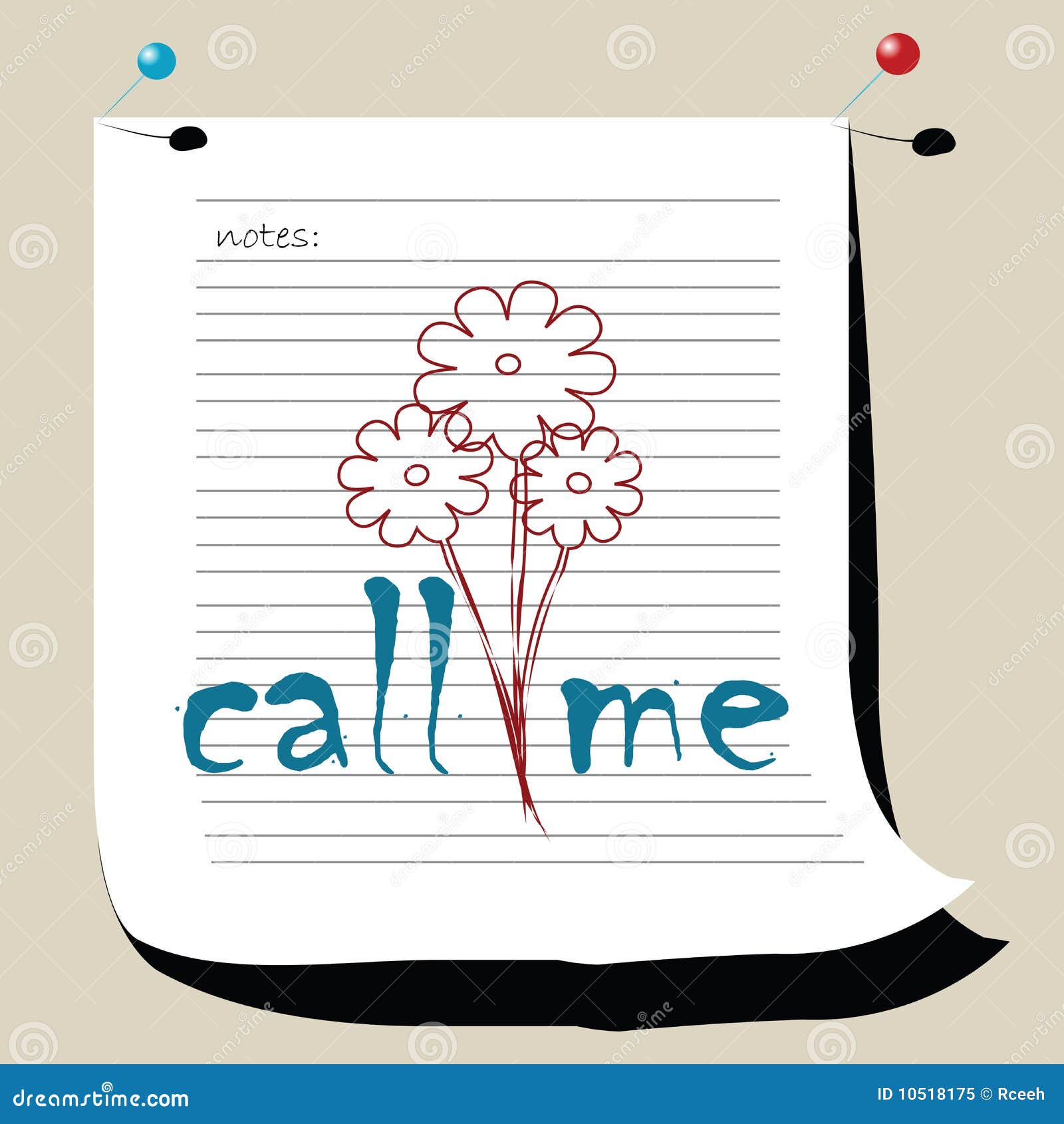 CALL ME NOTE stock vector. Illustration of office, handwritten - 10518175
