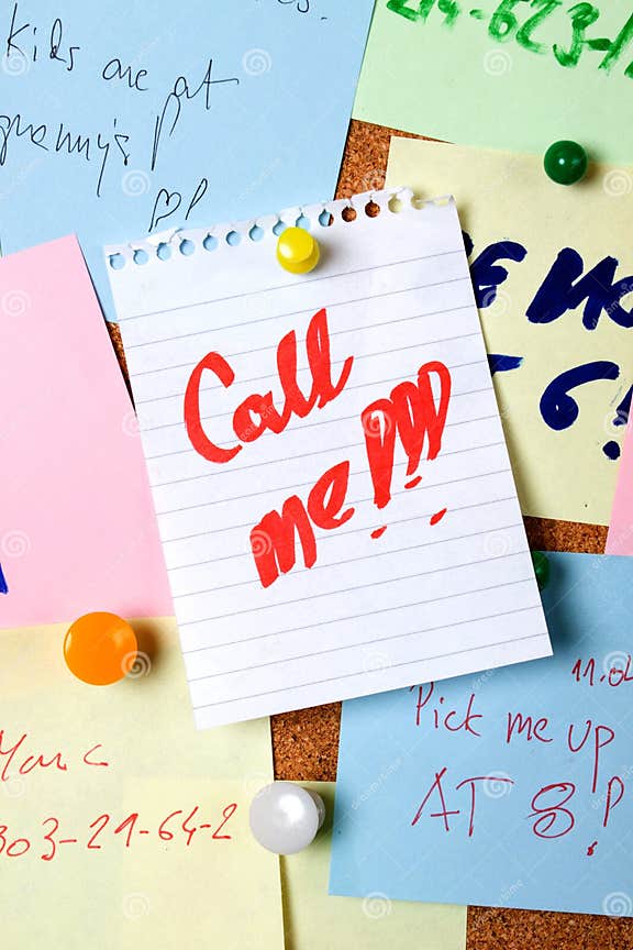 Call me note stock image. Image of vertical, board, pins - 13532923