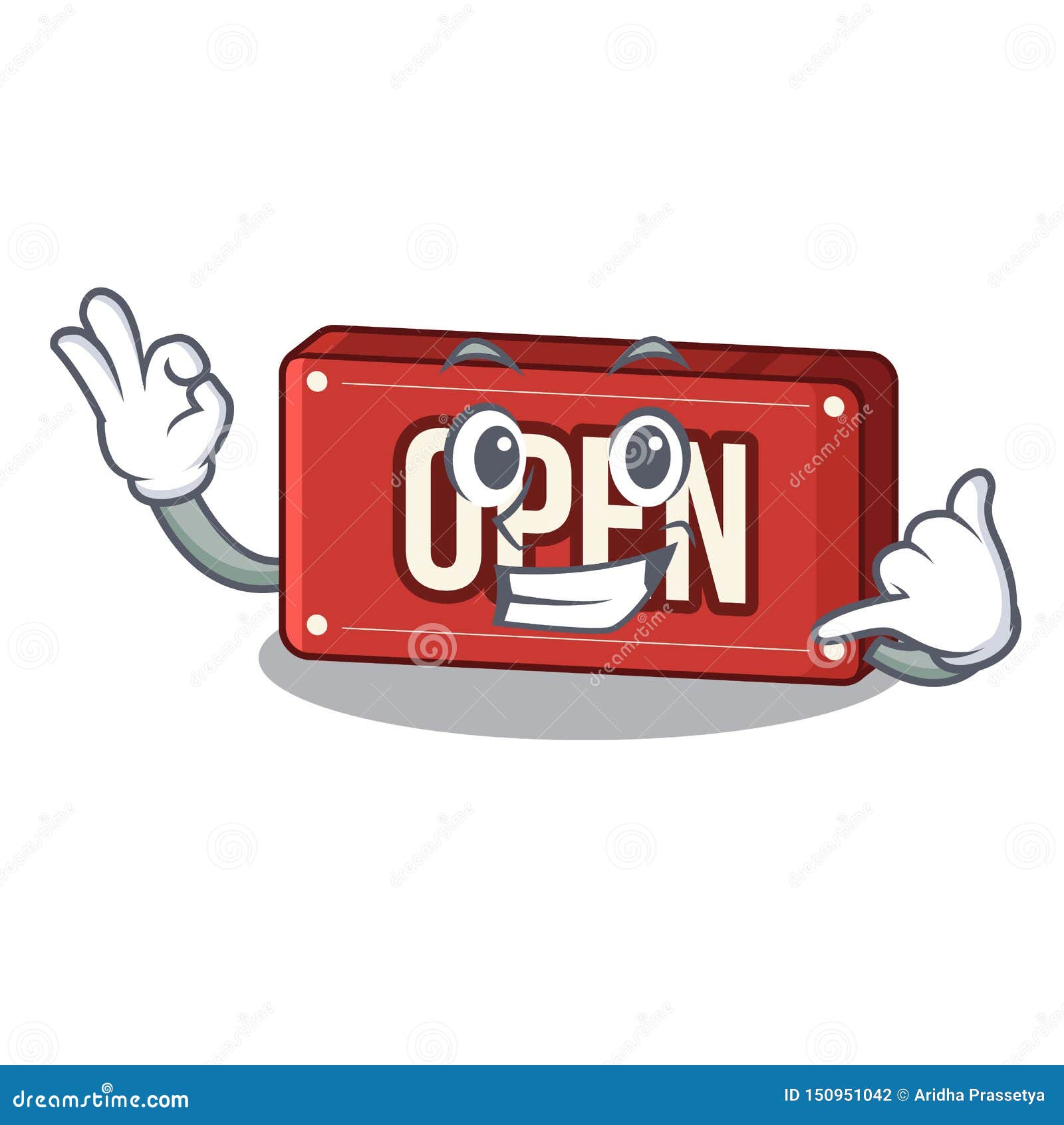 Call Me Open Sign Above on Table Cartoon Stock Vector - Illustration of ...