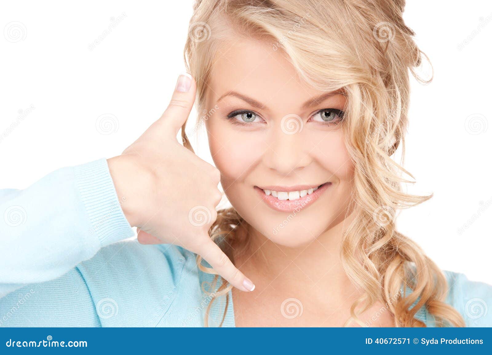 Call me stock image. Image of lovely, caucasian, happy - 40672571