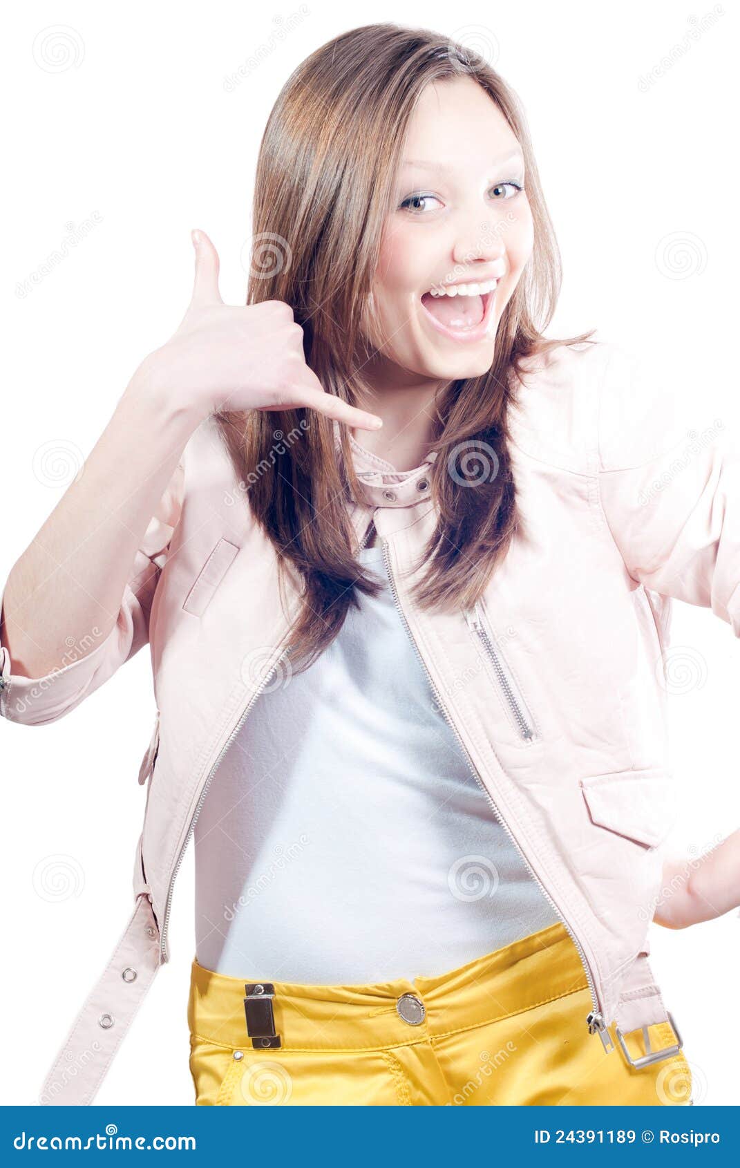 Call Me! Shouting Beautiful Young Woman Isolated Stock Image - Image of ...