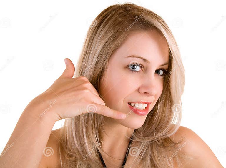 Call Me Sign stock image. Image of finger, people, blonde - 4716349