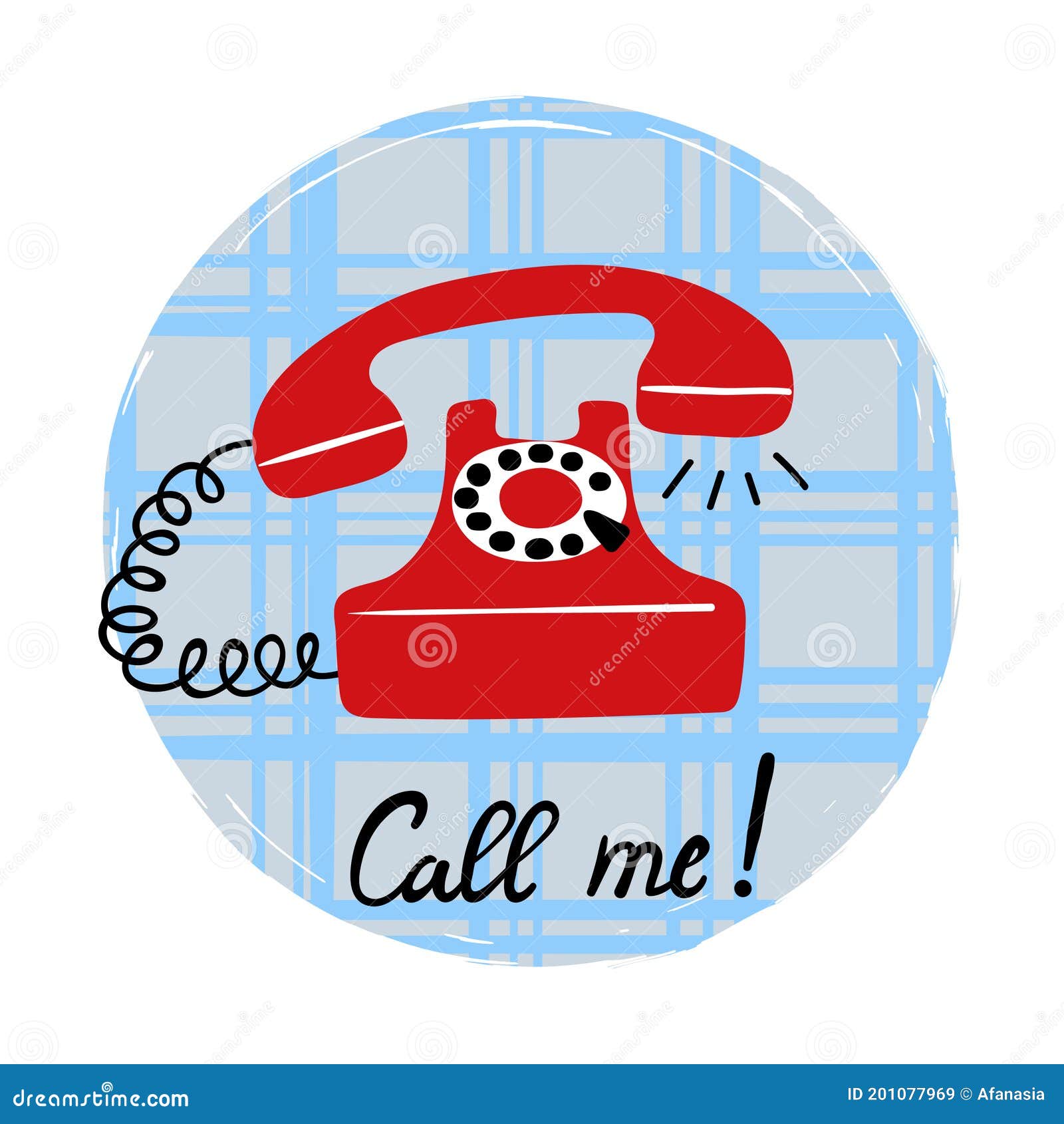 Call Me Vector Illustration with Red Retro Phone Stock Vector ...