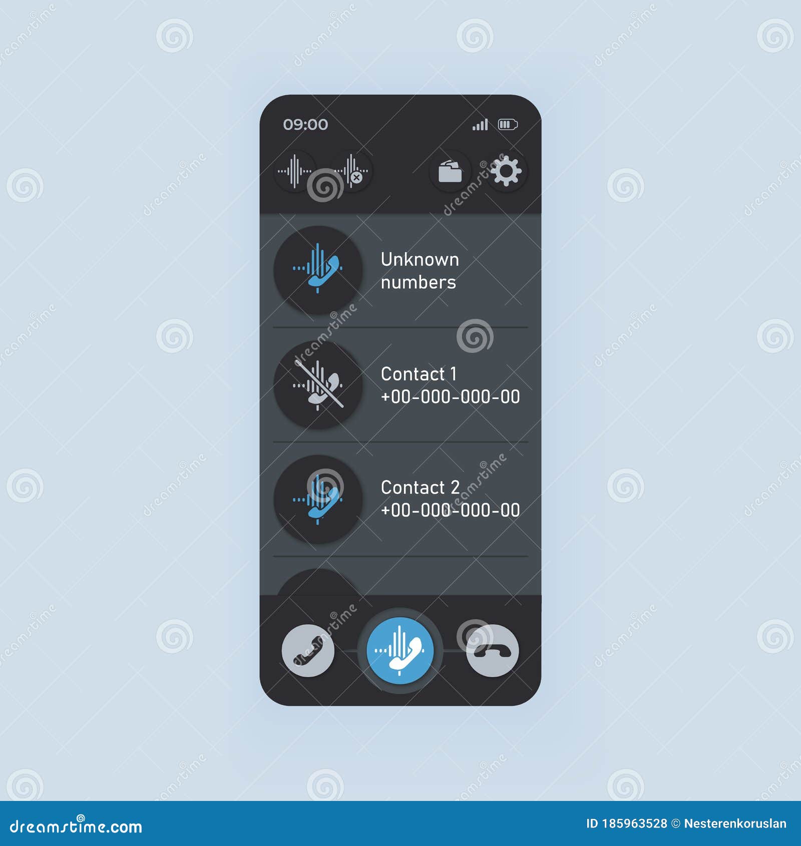 Call Menu Smartphone Interface Vector Template Stock Vector ...